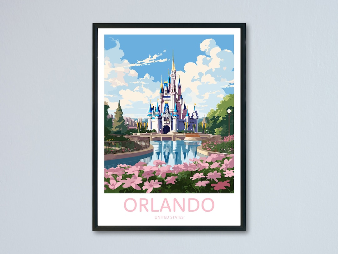 Orlando Travel Print, Orlando Wall Art, Orlando Theme Park Travel ...