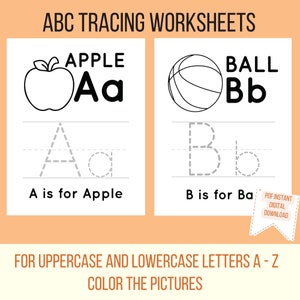 Printable ABC TRACING WORKSHEETS Pre-school Toddler - Etsy