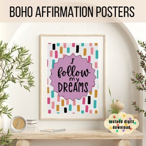 6 BOHO AFFIRMATION POSTERS | Printable Pre K Positive Quotes | Bright ...