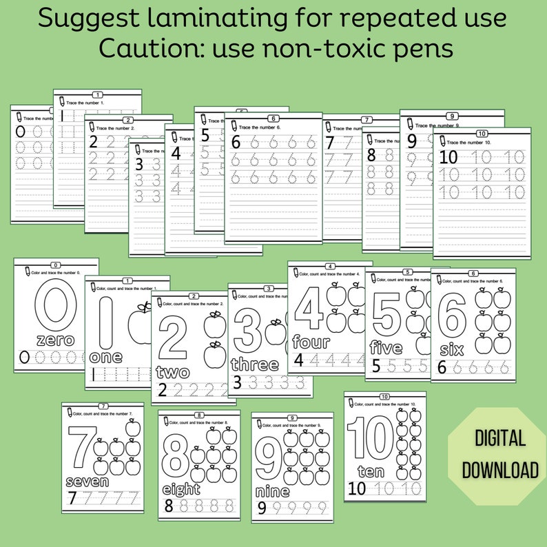 NUMBER TRACING WORKSHEETS | 0 to Ten | 22 Printable Toddler Worksheets ...