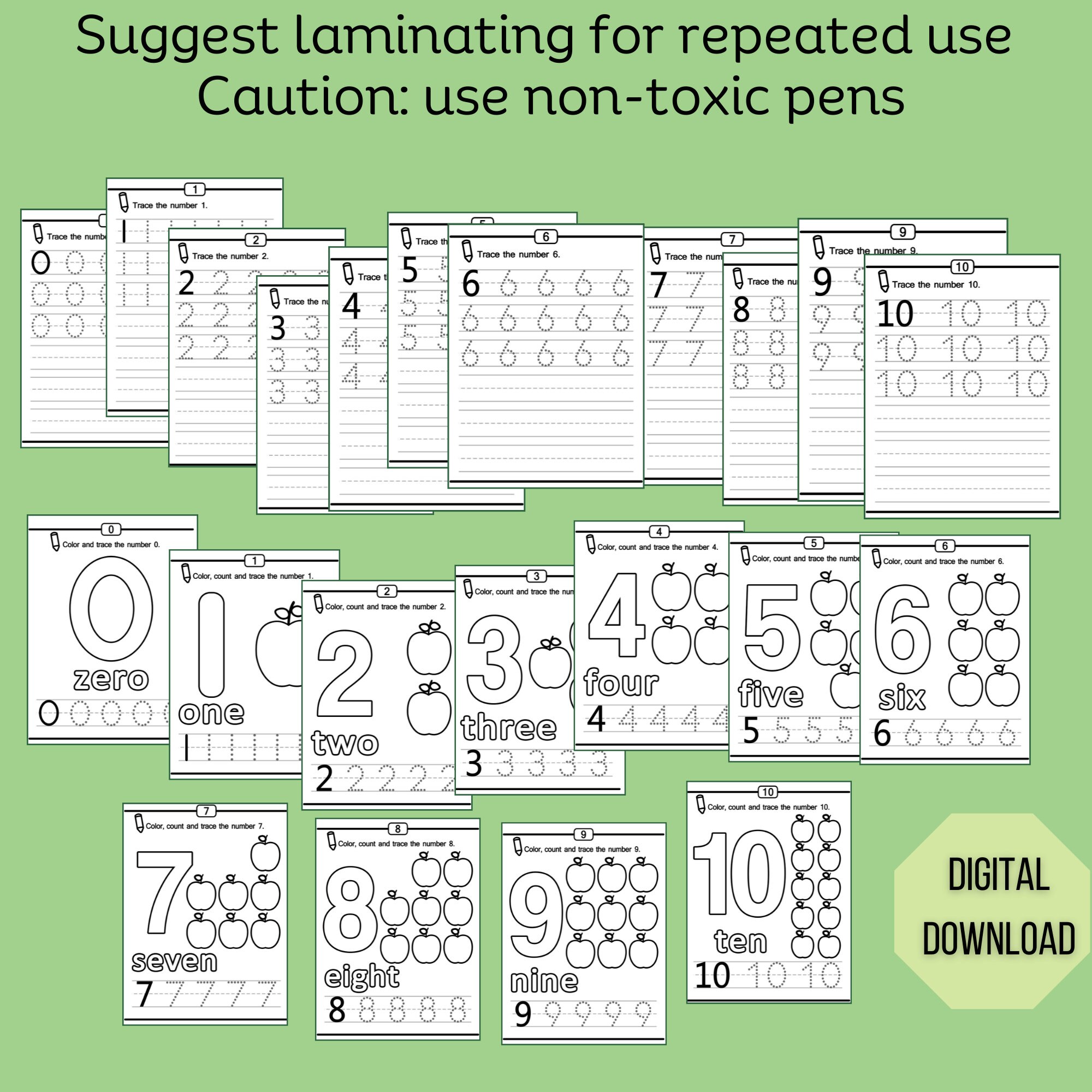 NUMBER TRACING WORKSHEETS | 0 to Ten | 22 Printable Toddler Worksheets ...
