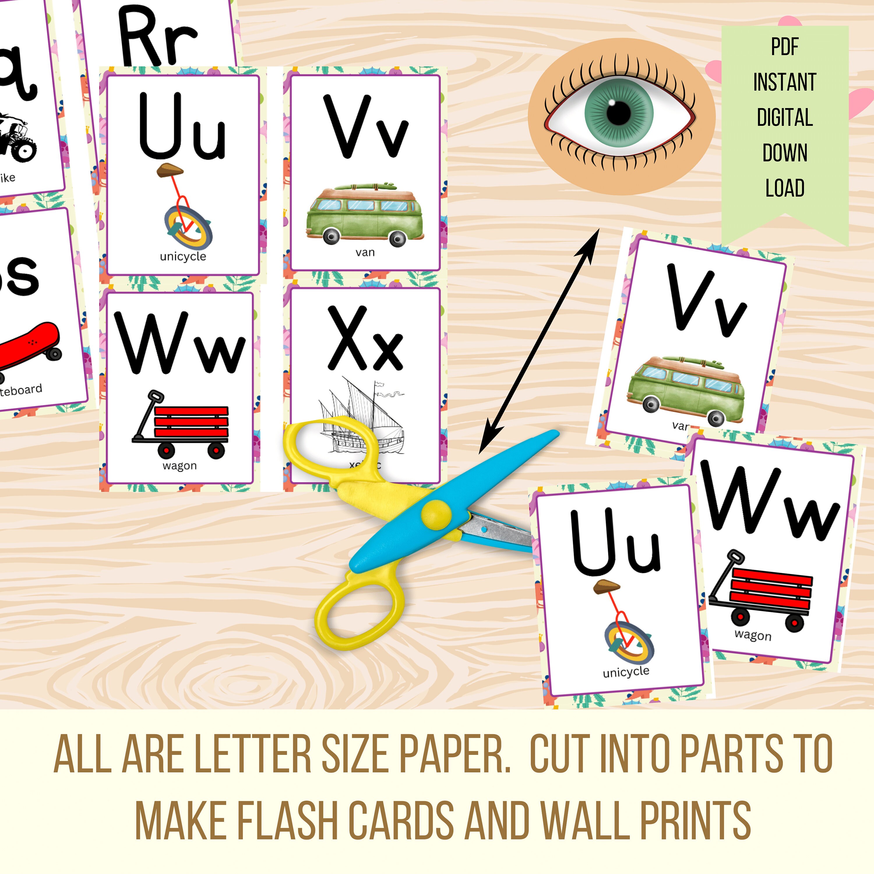 ABC FLASHCARDS - Cars Boats Transport - Printable 8.5x11 in and 5x7 ...