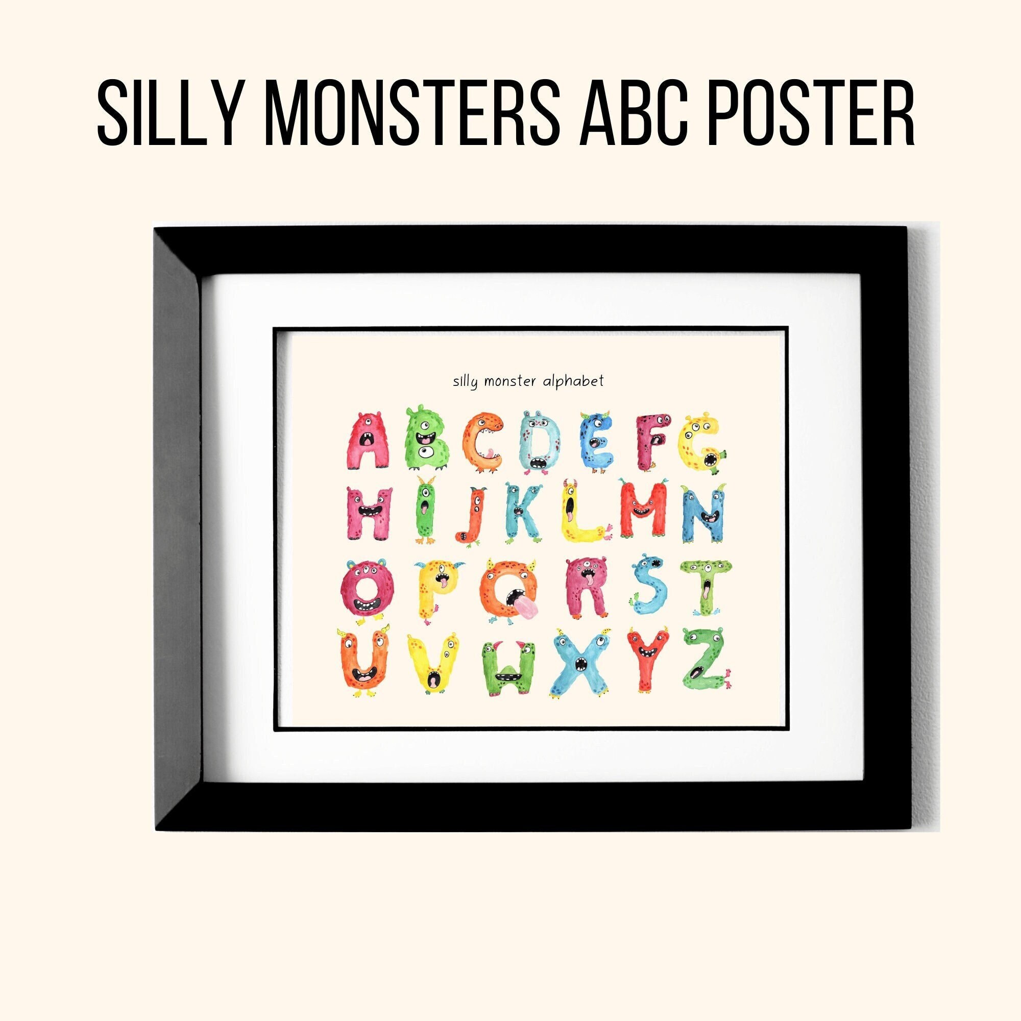 MONSTERS ABC Poster Printable Alphabet Poster Toddler Calm - Etsy Australia