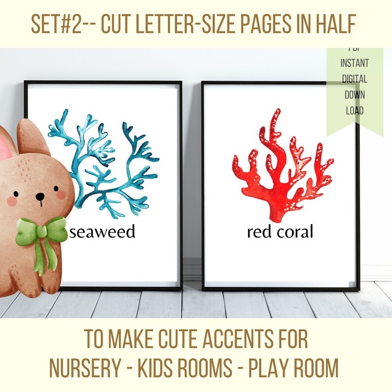 SEA CREATURE FLASHCARDS Printable | Watercolor Fish Illustrations | Two ...