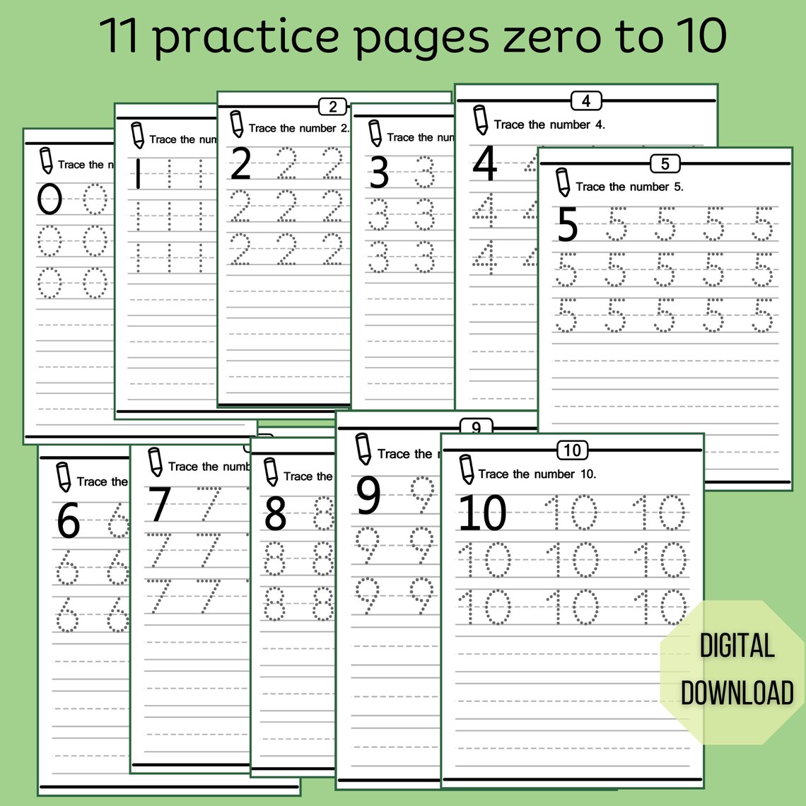 NUMBER TRACING WORKSHEETS | 0 to Ten | 22 Printable Toddler Worksheets ...