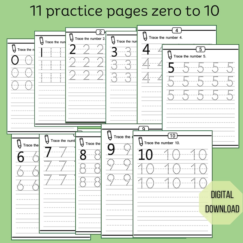 NUMBER TRACING WORKSHEETS | 0 to Ten | 22 Printable Toddler Worksheets ...