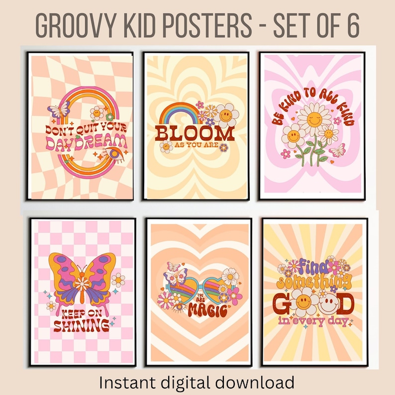 6 PRINTABLE GROOVY POSTERS Toddler Posters Calm Down - Etsy