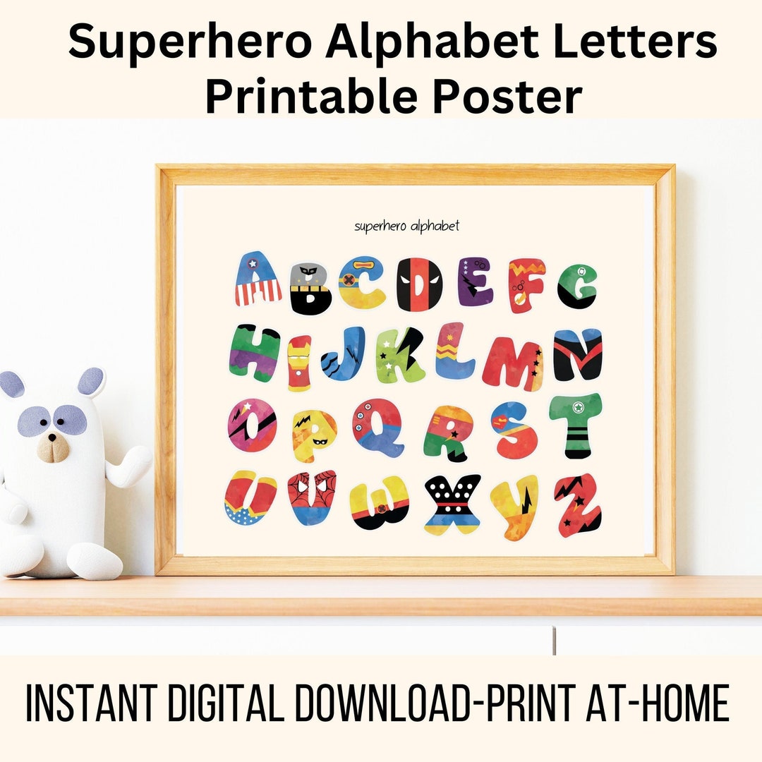 SUPERHERO ABC POSTER | Printable Alphabet Print | Toddler Calm Corner ...