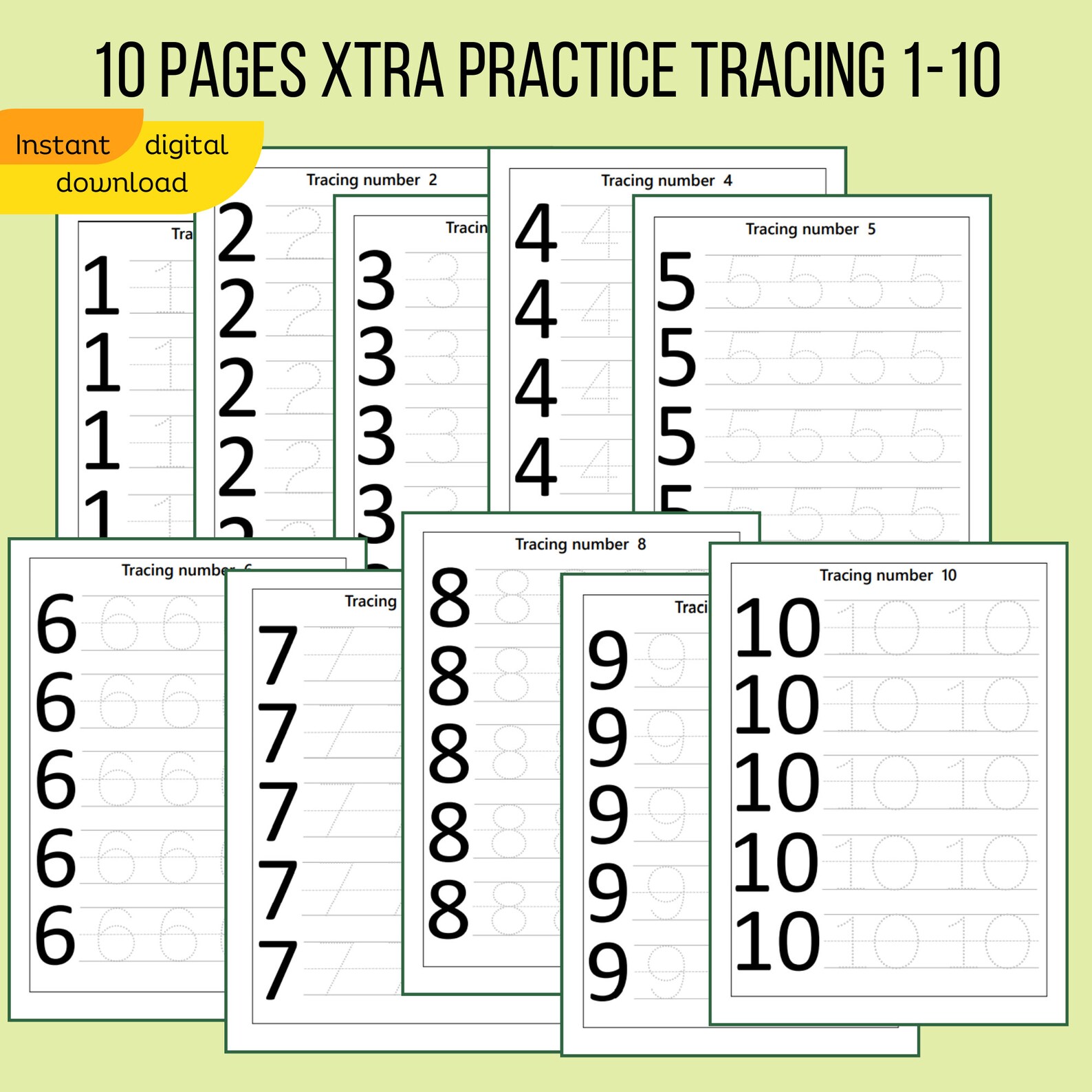 TRACE NUMBERS 1-10 Printable Tracing Worksheets | Pre-school Homeschool ...