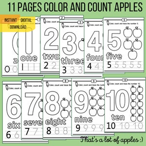 TRACE NUMBERS 1-10 Count Apples Number Tracing Printable Worksheets ...
