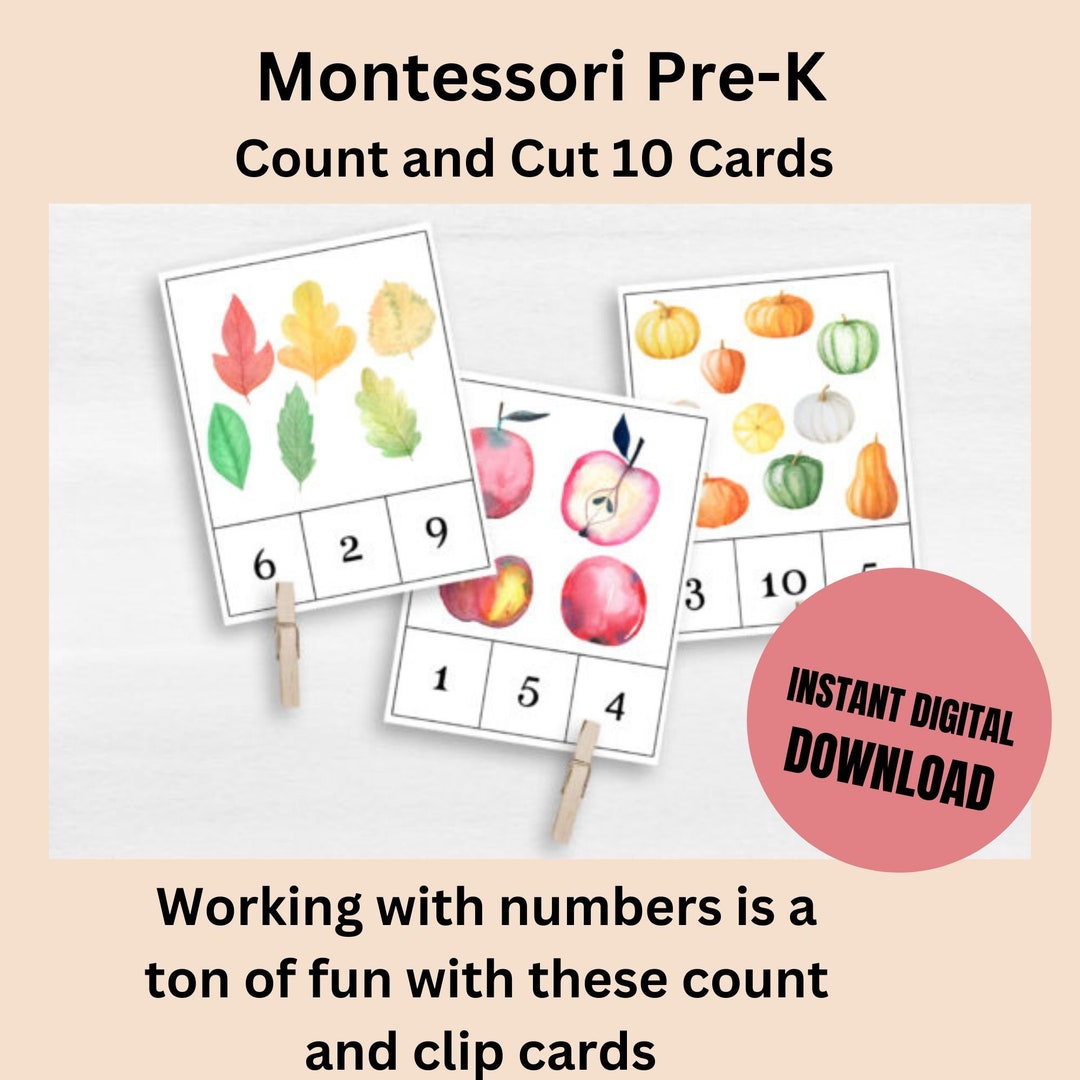 Pre-k Counting Cards Numbers One to 10 Printable Clip Cards - Etsy