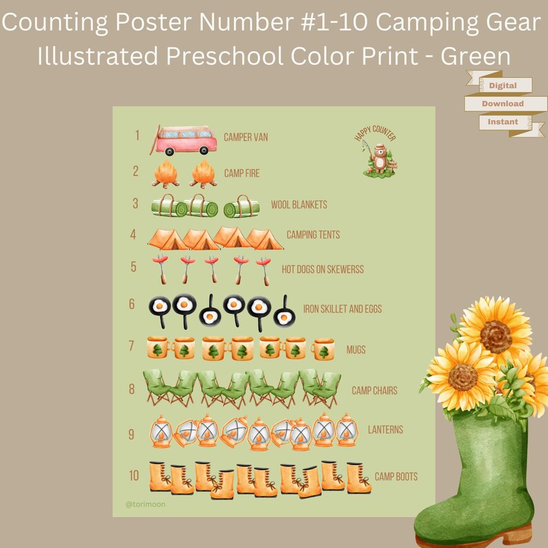 Printable Counting Poster 1-10 | Learn to Count at Happy Camper Bear ...