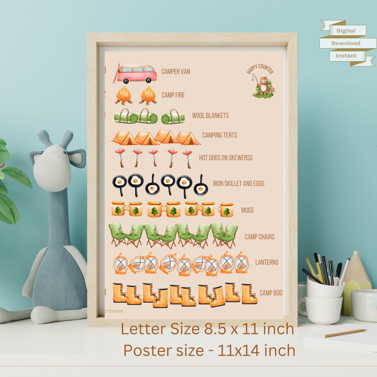 Numbers Poster 1-10 Printable Toddlers Calm Corner Decor | Watercolor ...