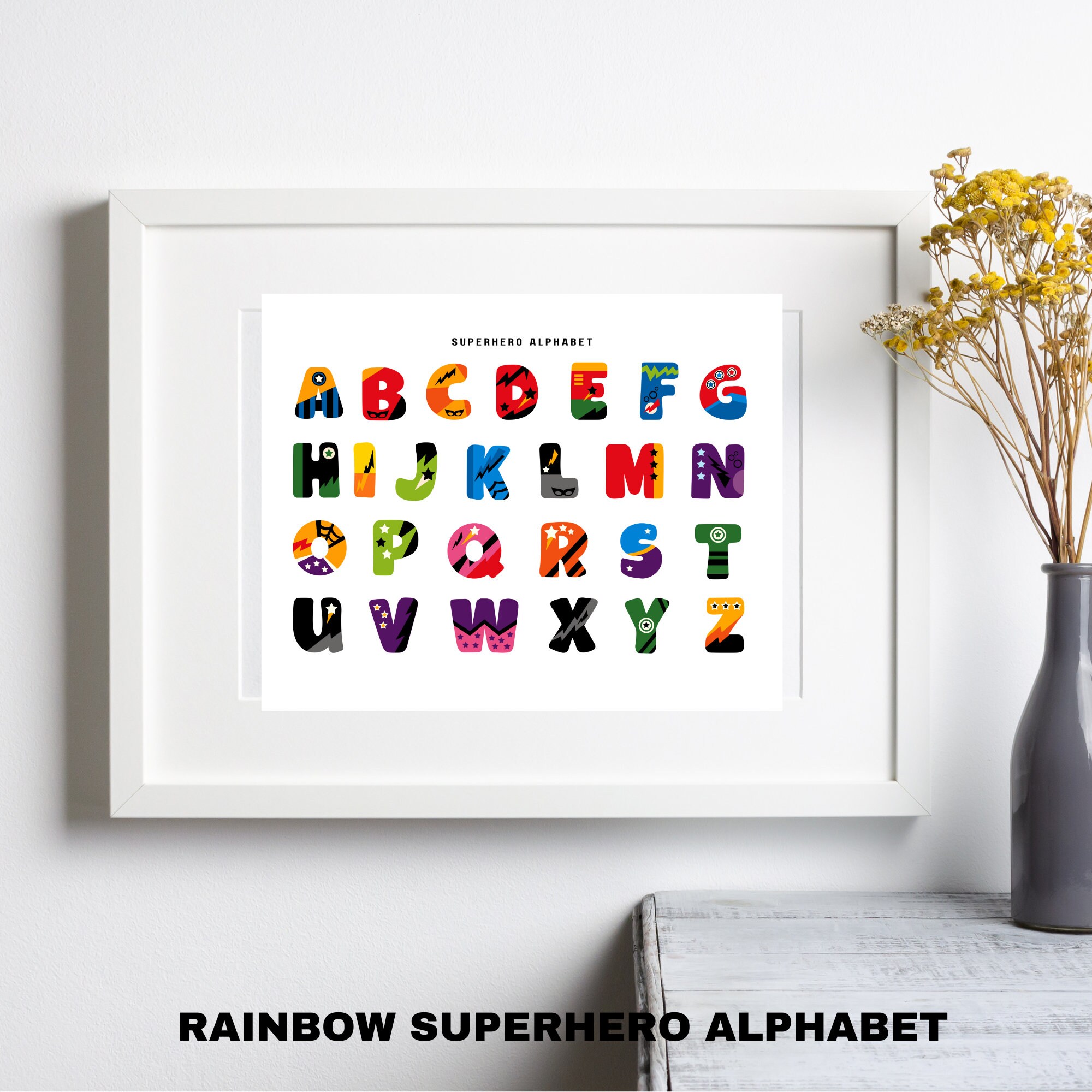 RAINBOW SUPERHERO ALPHABET Poster Downloads in 4 Sizes | Printable ...