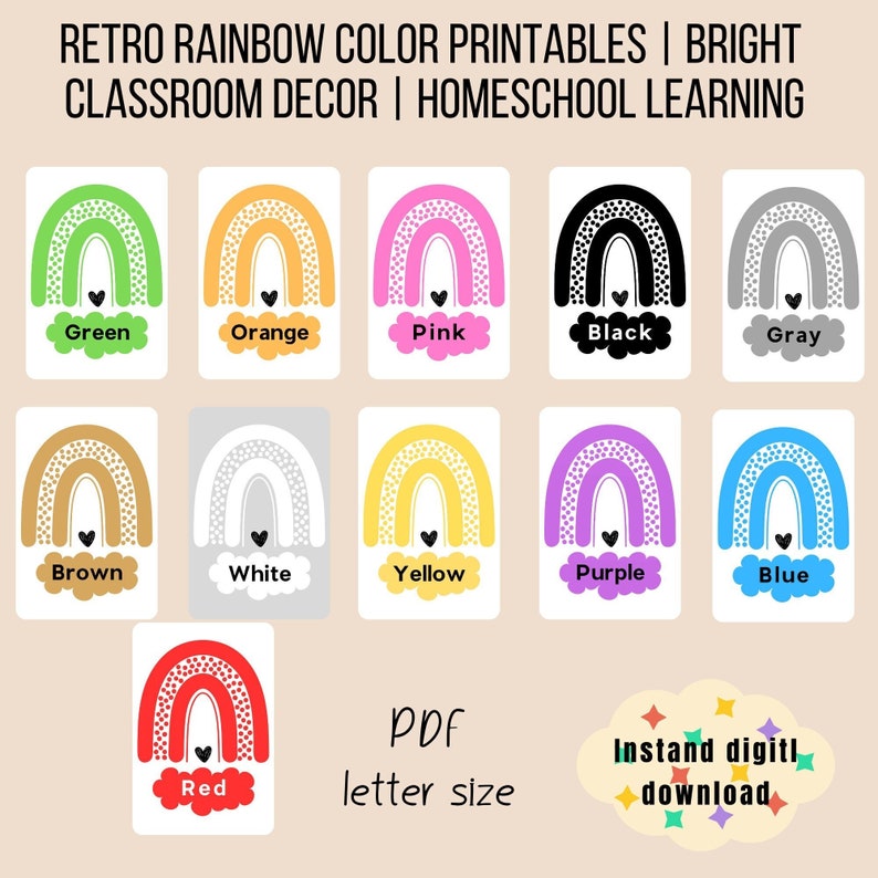 COLOR CHART PRINTS Printable Educational Art Classroom - Etsy