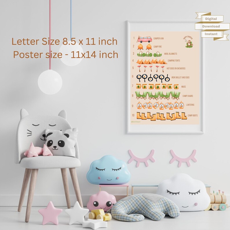 Numbers Poster 1-10 Printable Toddlers Calm Corner Decor | Watercolor ...