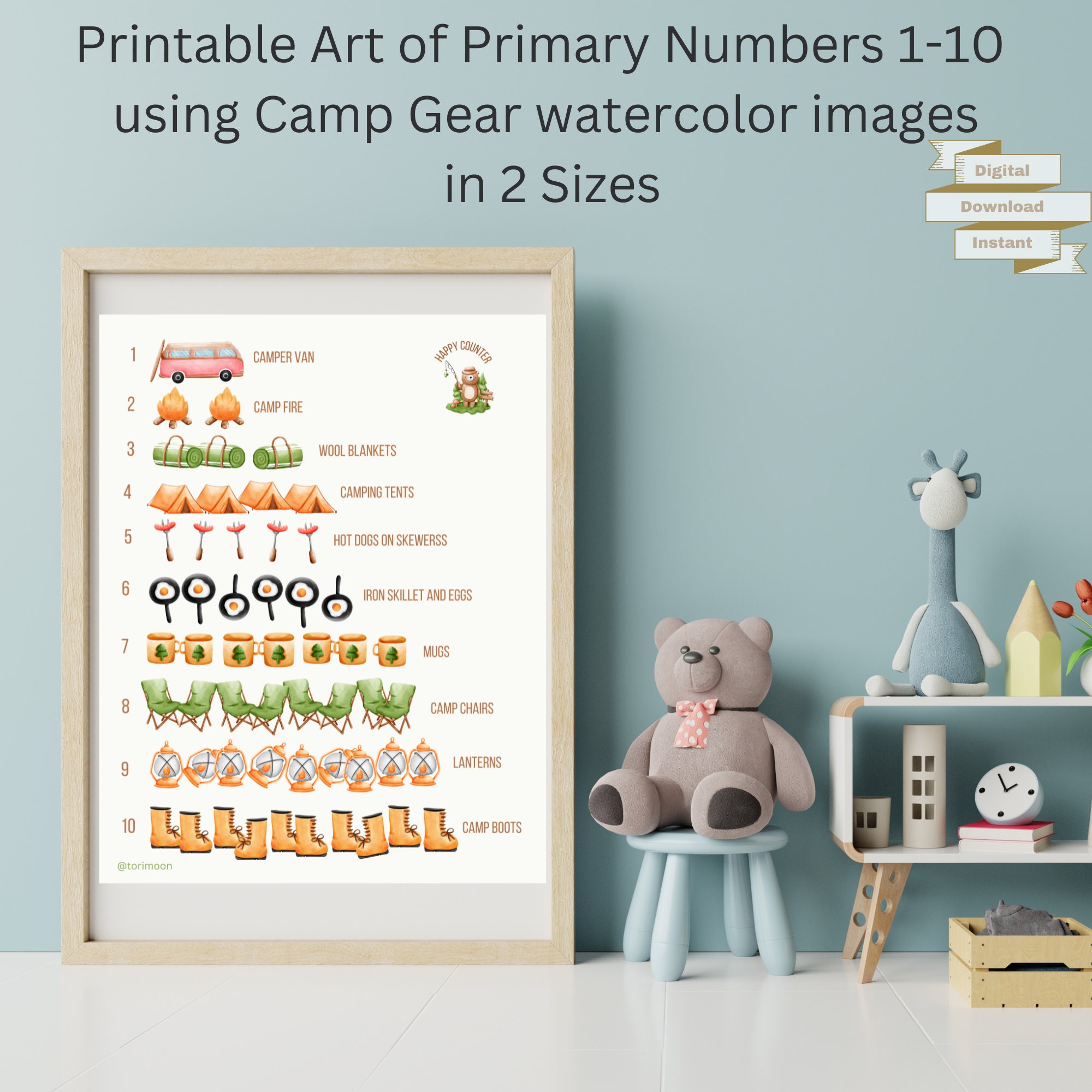 Count-to-ten Preschool Poster | Printable Educational Art | Watercolor ...
