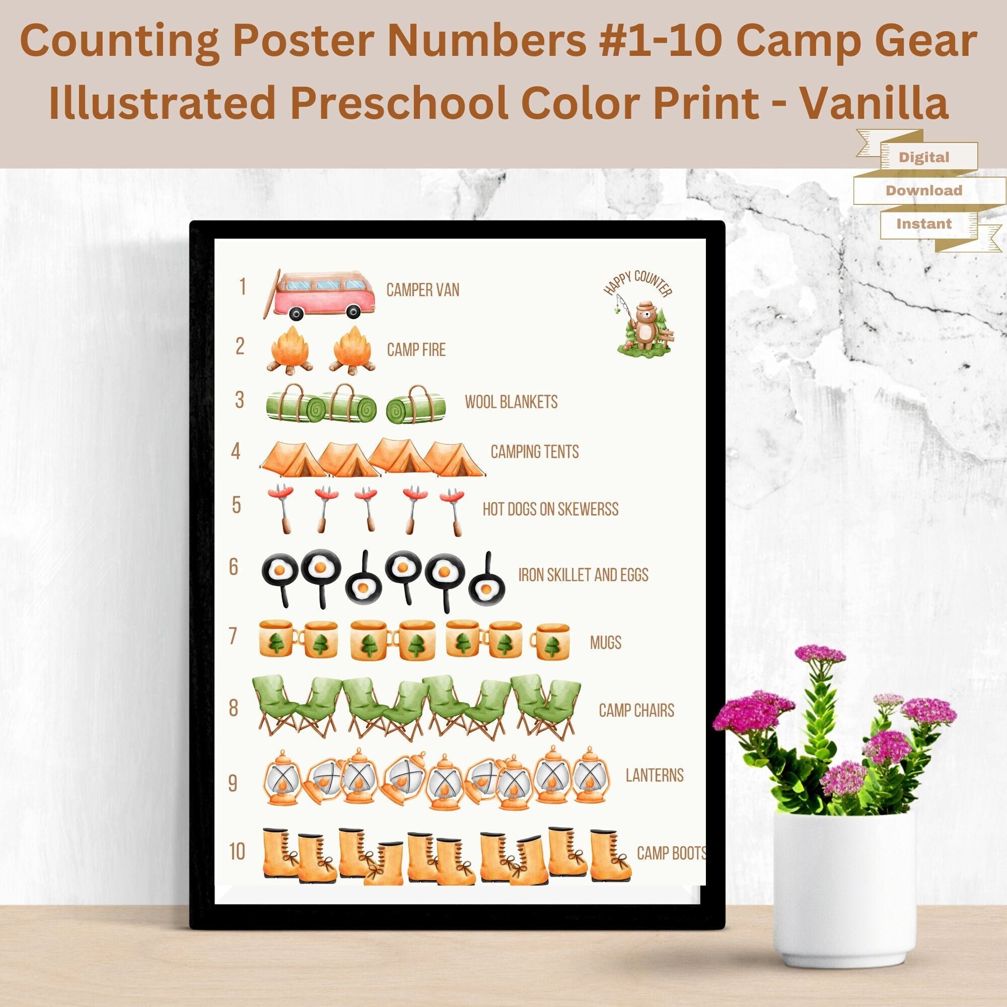 Count-to-ten Preschool Poster | Printable Educational Art | Watercolor ...