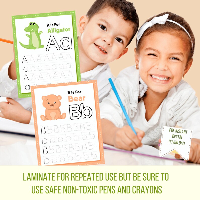 ANIMAL ALPHABET TRACING Cards | Printable 26 Uppercase and Lowercase ...