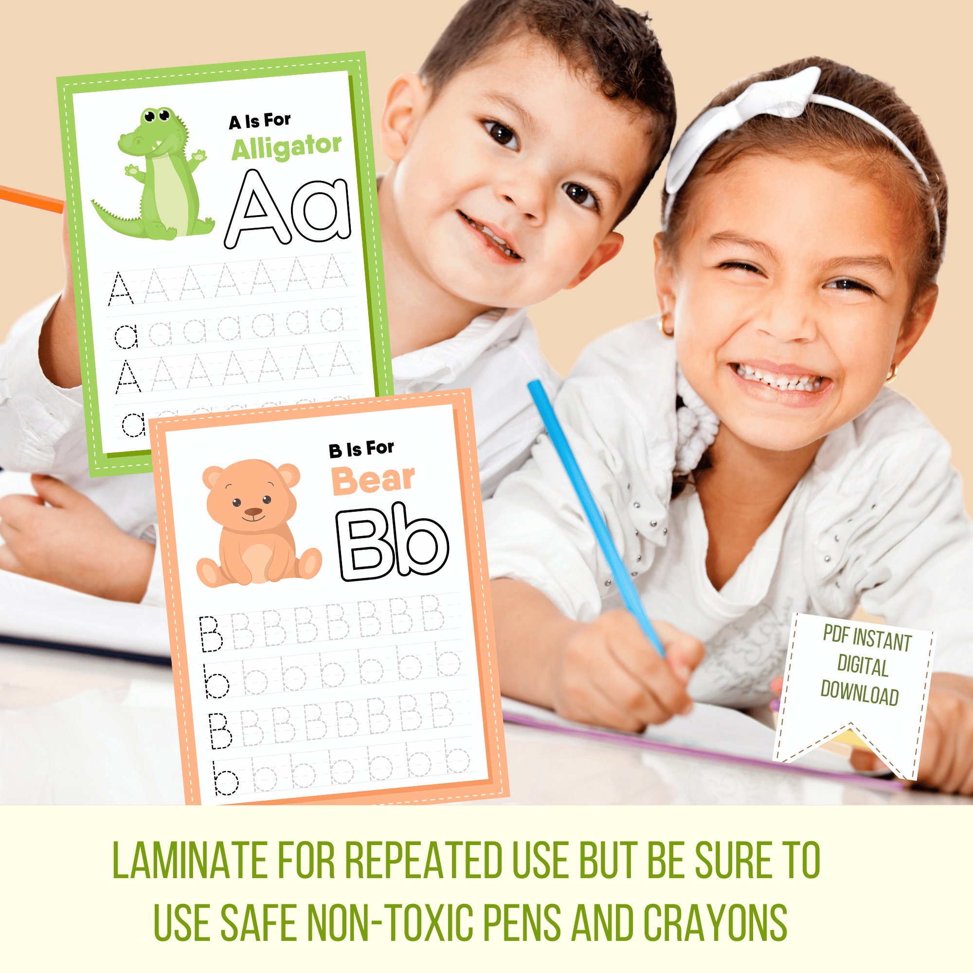 ANIMAL ALPHABET TRACING Cards | Printable 26 Uppercase and Lowercase ...