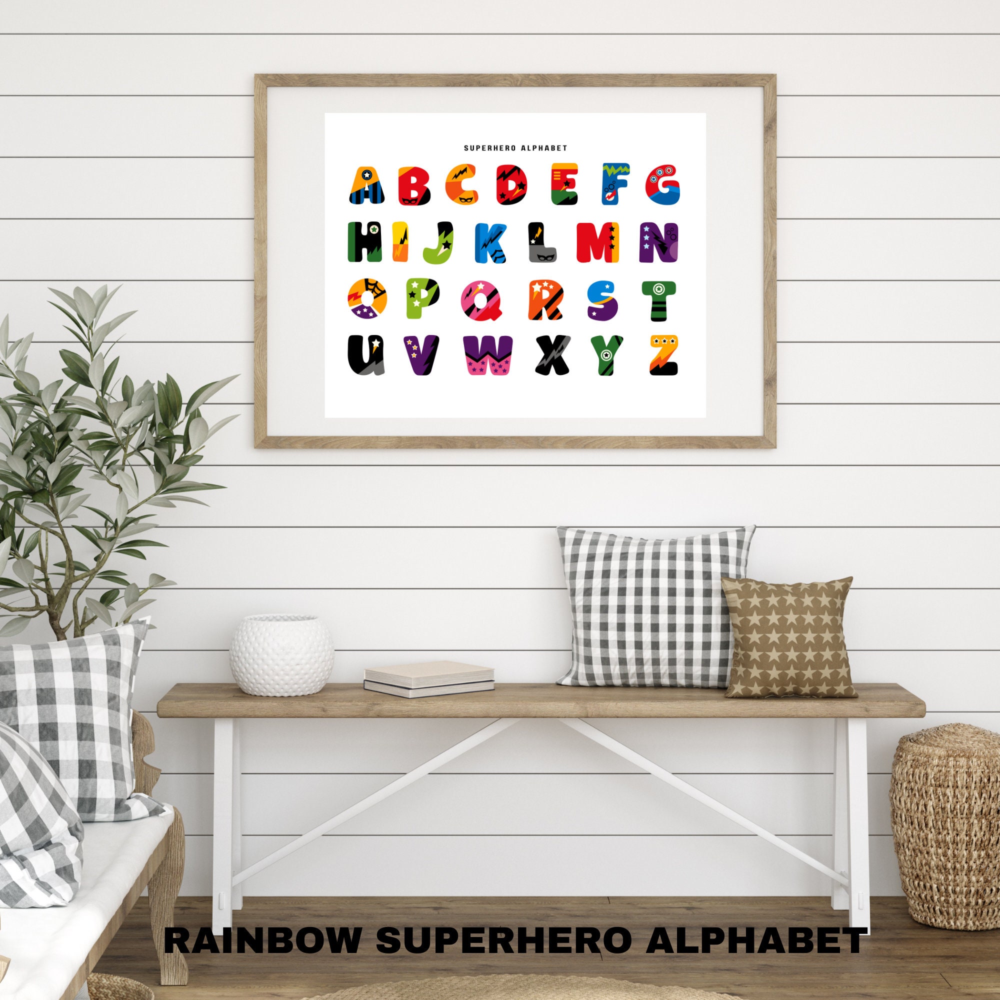 RAINBOW SUPERHERO ALPHABET Poster Downloads in 4 Sizes Printable ...