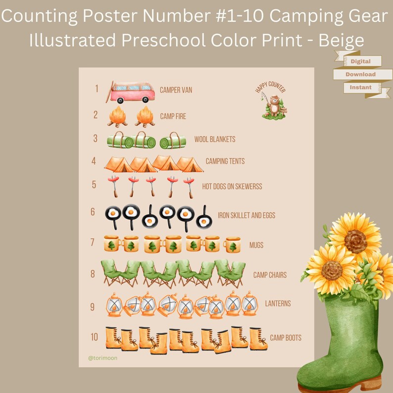 Numbers Poster 1-10 Printable Toddlers Calm Corner Decor | Watercolor ...