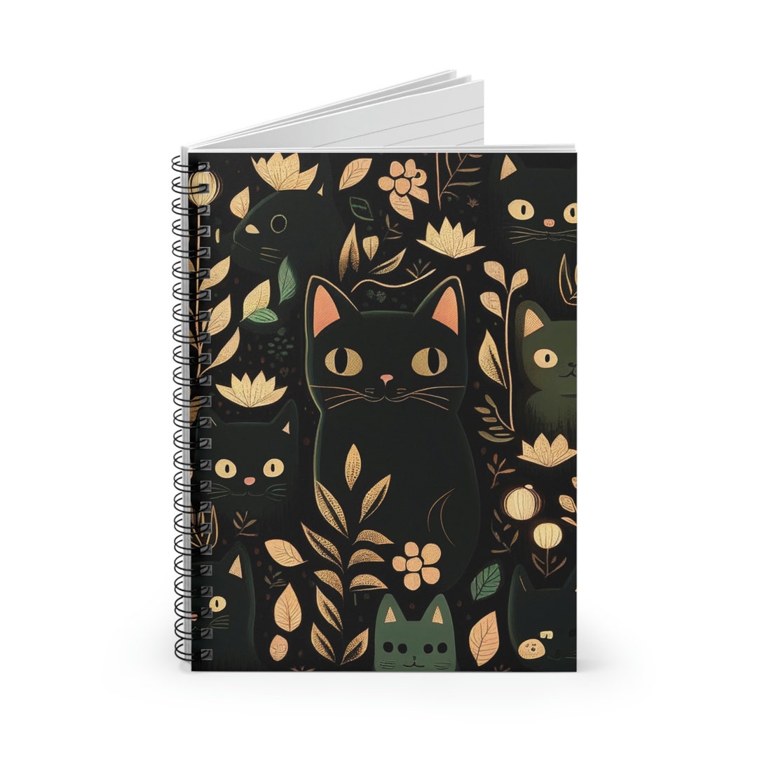 Cute Black Cat 2 | Spiral Notebook | Journal | Diary | 6x8 IN | 118 ...