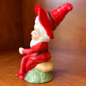 Vintage Red Pixie Elf Sitting on a Toadstool MCM - Etsy