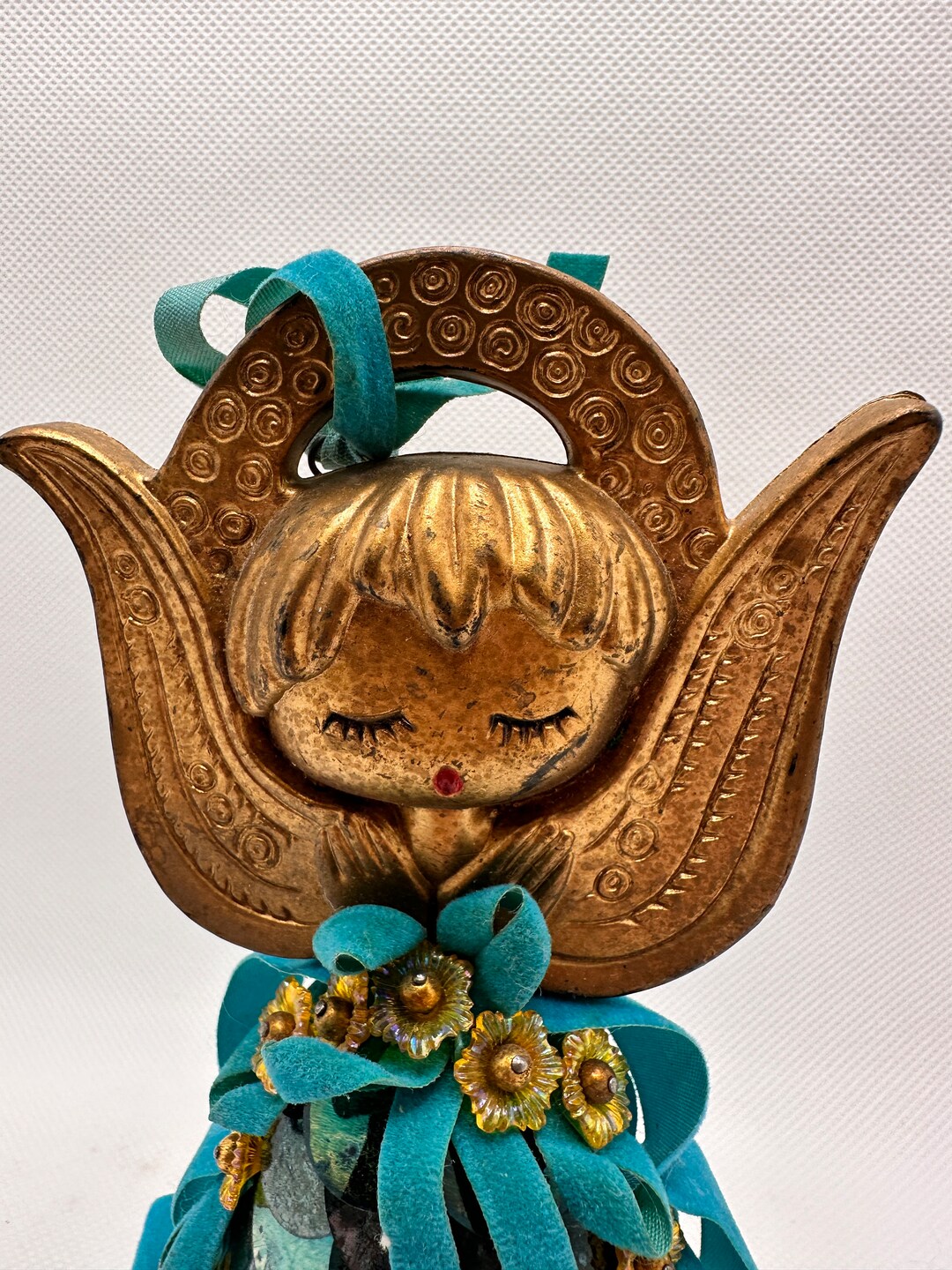 Vintage Sequined and Velvet Blue Angel Christmas Ornament MCM - Etsy
