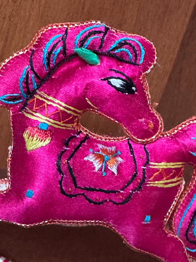 Vintage Silk Embroidered Chinese Rocking Horse - Etsy