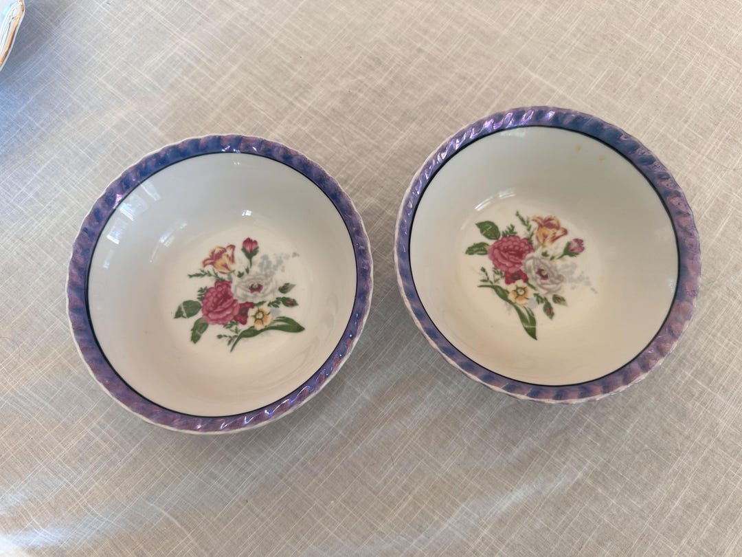 Two Vintage Floral Lusterware Bowls MCM - Etsy
