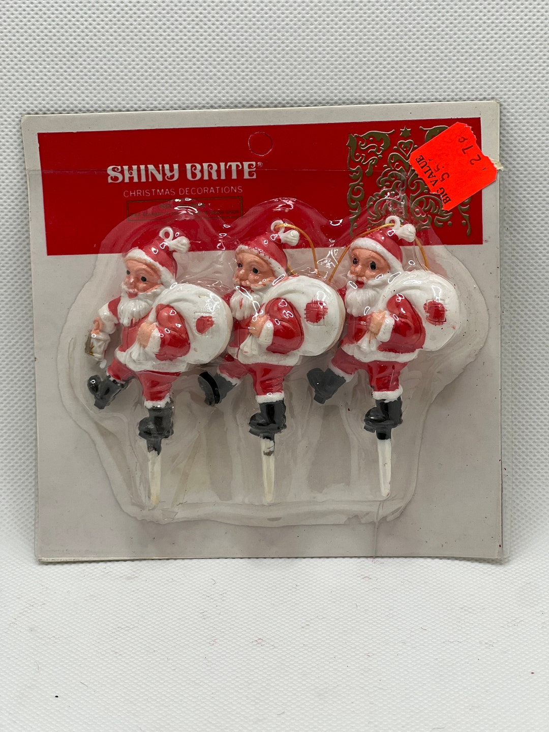 Vintage Santa Claus Pick Ornaments by Shiny Brite TWO PACKS New in ...