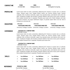 Editable CV TEMPLATE Resume Professional Resume Template Minimalist ...