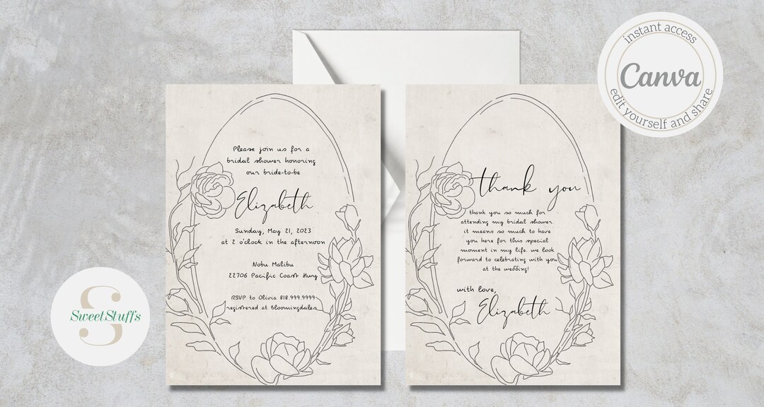 Invitation & Thank You Card – Concrete Crest Hand-drawn, Instant ...