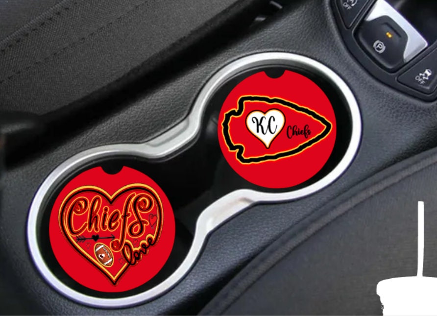 Kansas City-chiefs-car Coasters-absorbent-cup Holder-love-football-kc ...