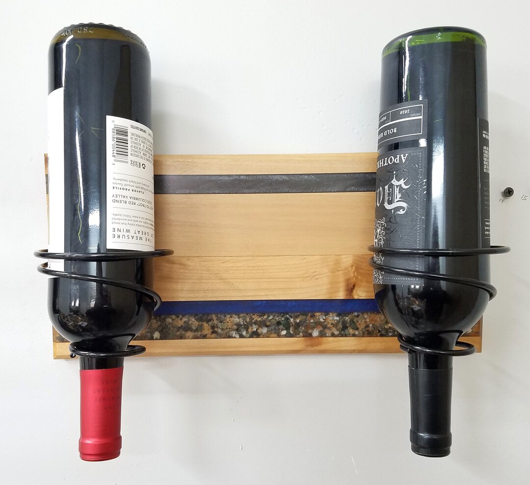 Wooden Wine Rack, Wood Wine Bottle Wall Rack, Handmade Two Bottle ...