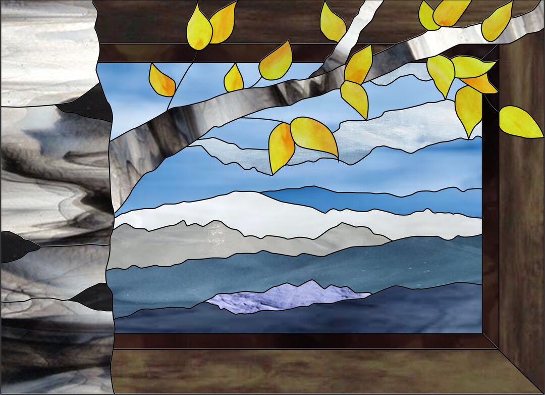 Pikes Peak Landscape Stained Glass Window Design pattern - Etsy