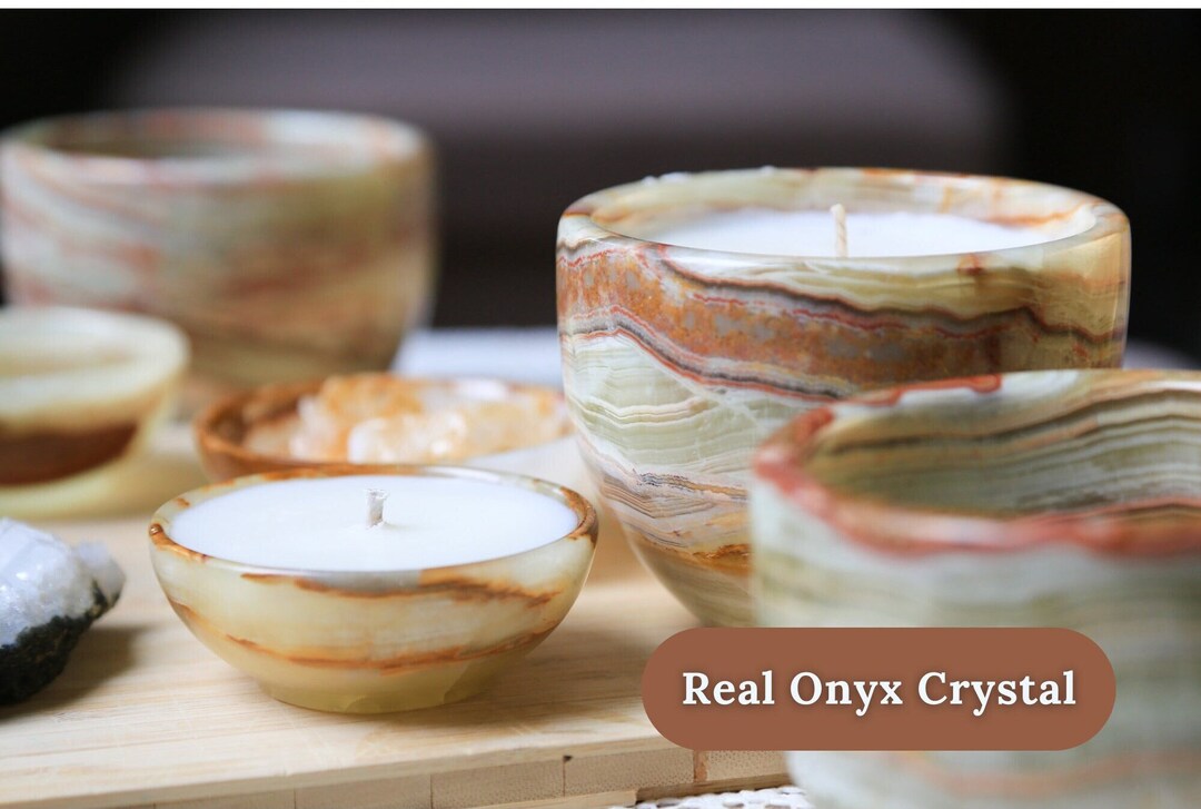 Soy Candle in Crystal Bowl | Onyx Candle for Meditation and Energy ...