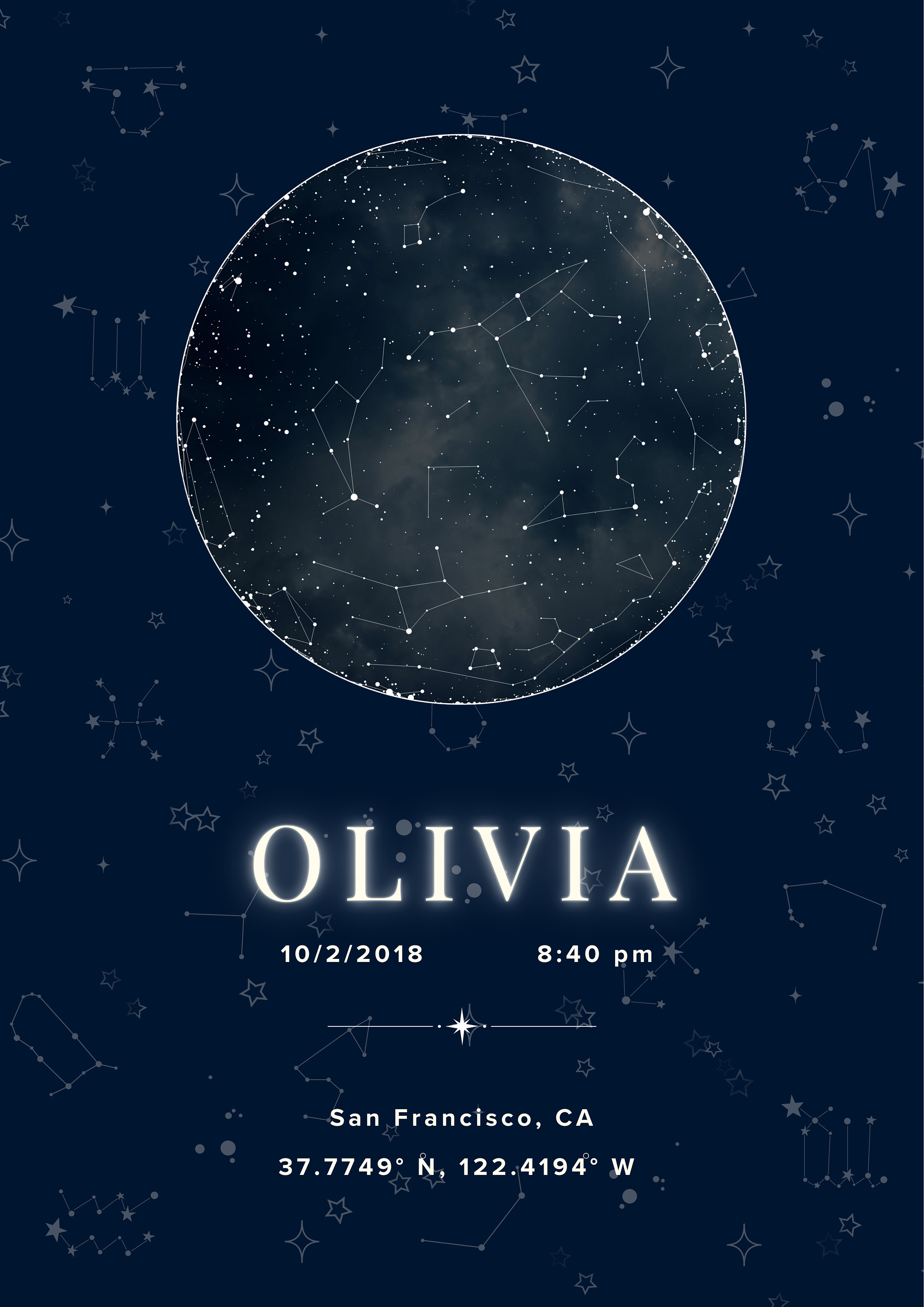 Printable Custom Star Map Poster Personalized Night Sky Art - Etsy