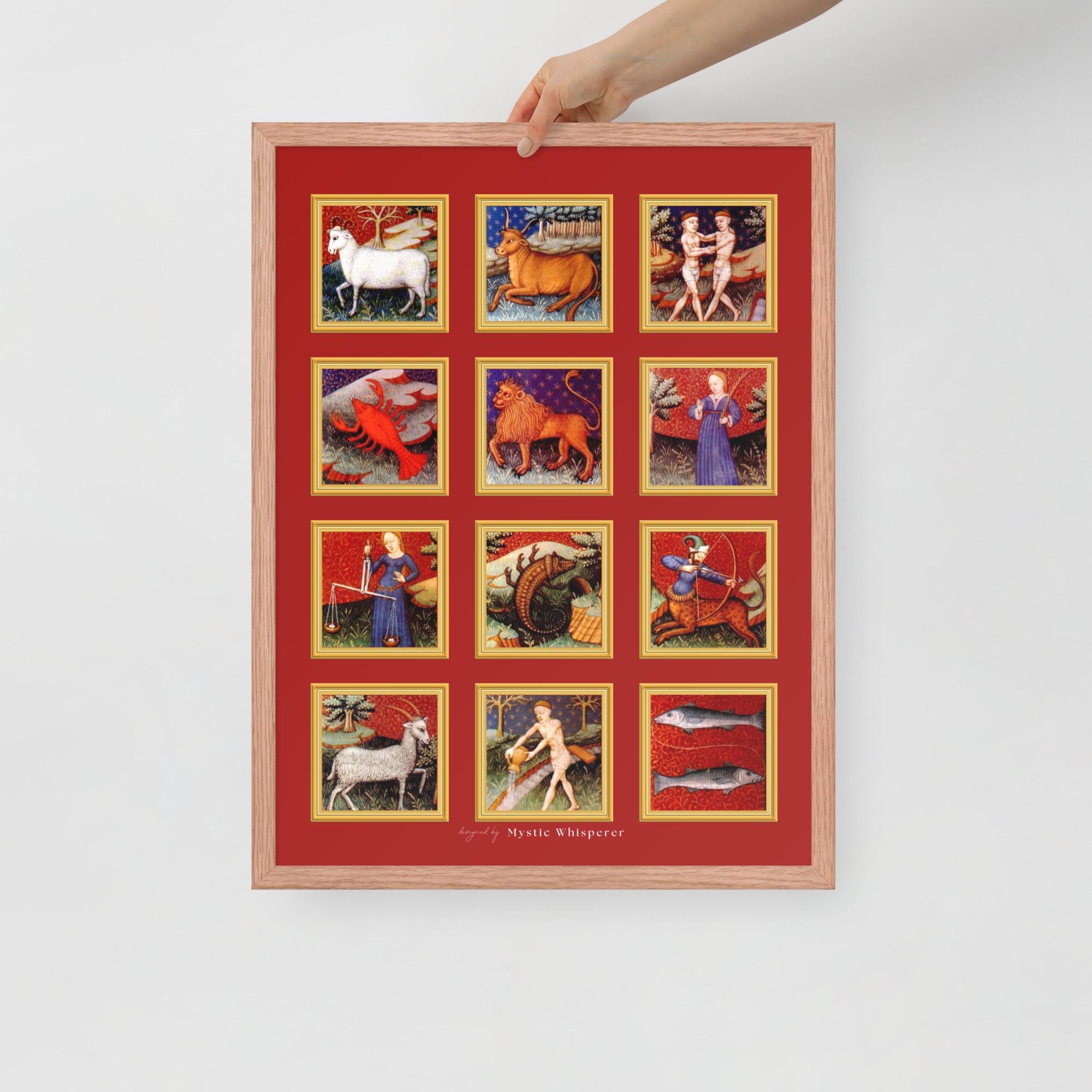 Medieval Zodiac Poster | Astrology Signs Poster (framed or Unframed ...