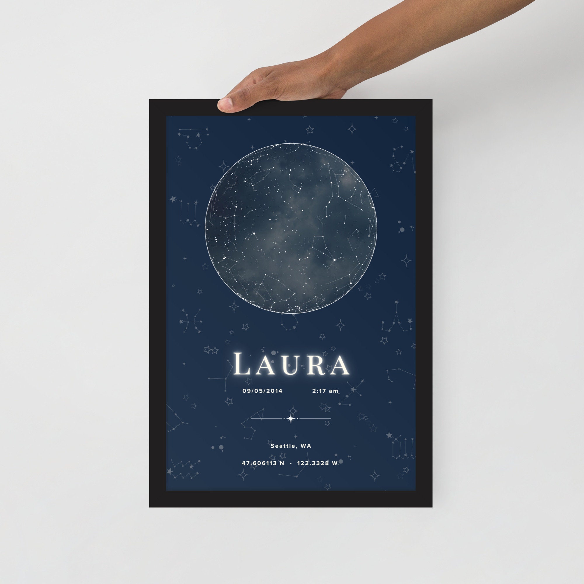 Custom Star Map Poster | Personalized Night Sky Art | Birthday ...
