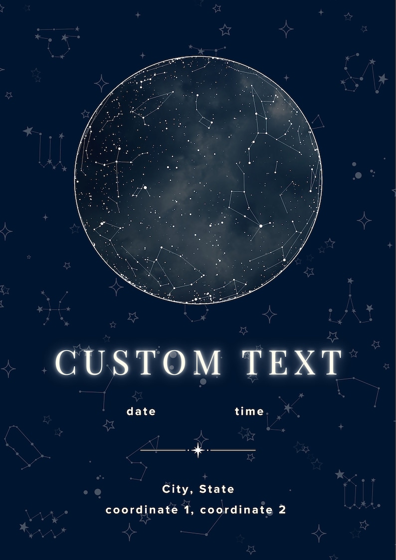 Printable Custom Star Map Poster Personalized Night Sky Art - Etsy