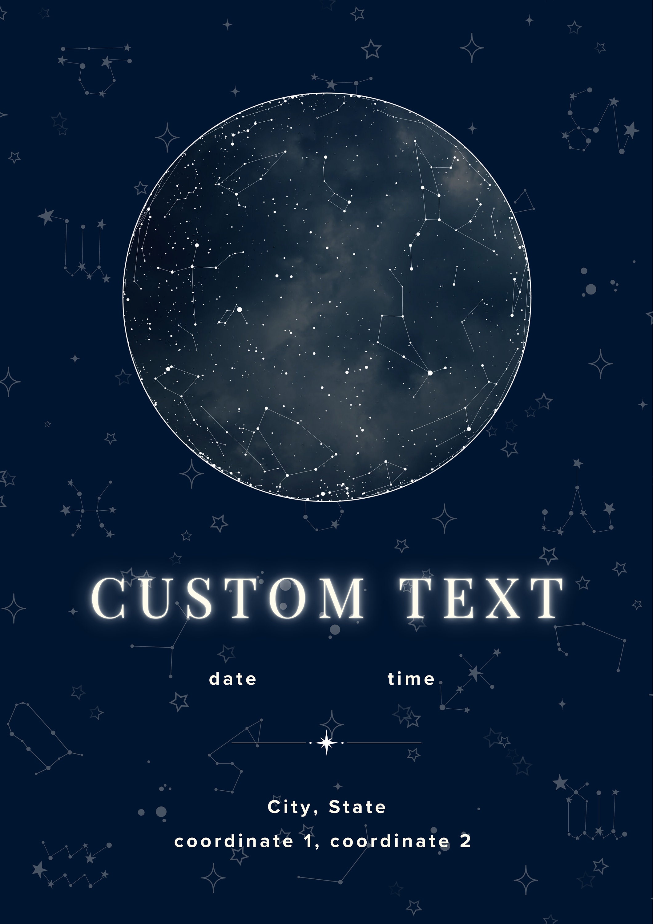 Printable Custom Star Map Poster Personalized Night Sky Art - Etsy