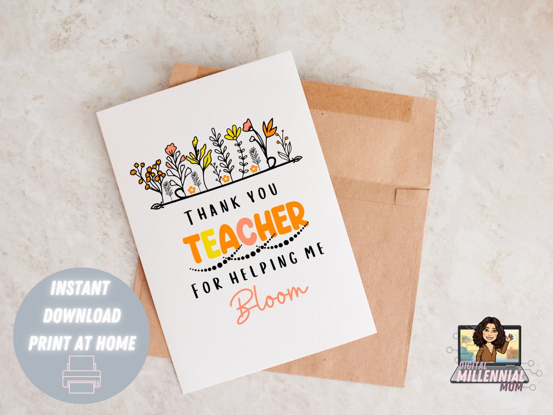 Thank You Teacher for Helping Me Bloom | Teacher Appreciation Gift ...