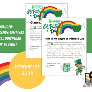 Leprechaun Letter Template Ready to Print St. Patrick's Day Lucky March ...