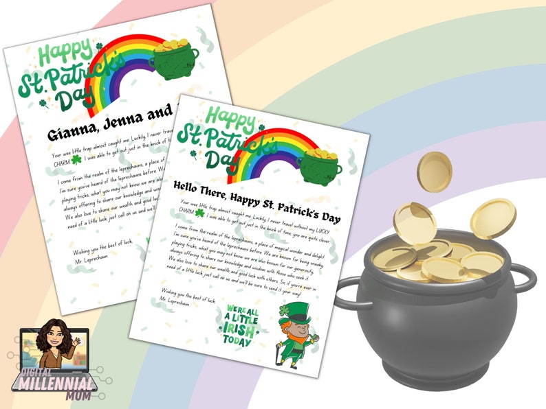 Leprechaun Letter Template Ready to Print St. Patrick's Day Lucky March ...