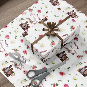Personalized Photo Wrapping Paper, Anniversary Gift Wrap, Anniversary ...
