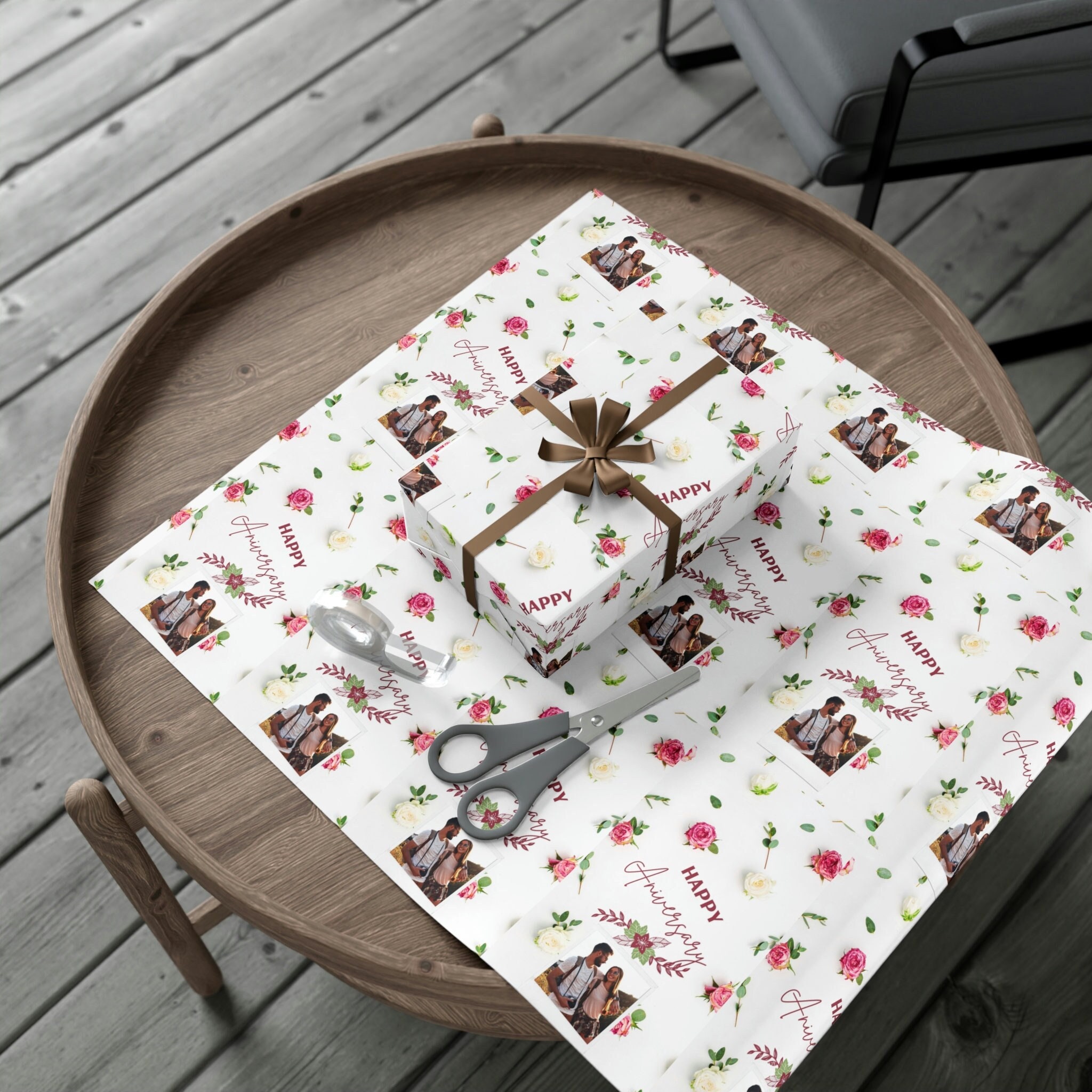 Personalized Photo Wrapping Paper, Anniversary Gift Wrap, Anniversary ...