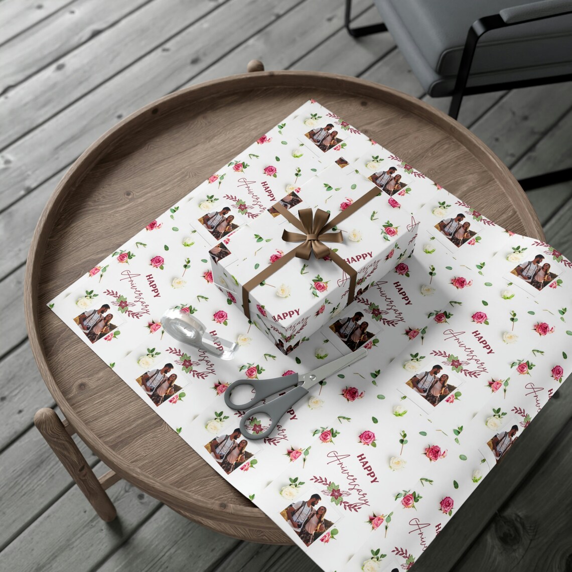Personalized Photo Wrapping Paper, Anniversary Gift Wrap, Anniversary ...