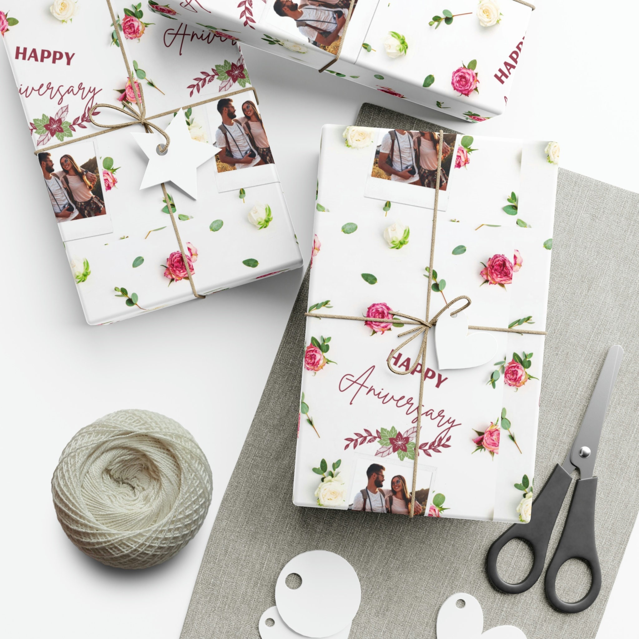 Personalized Photo Wrapping Paper, Anniversary Gift Wrap, Anniversary ...